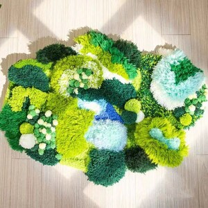 Handmade Latch Hook Rugs,green Moss Rug, Custom Rugs,art Rugs,soft Rug ...