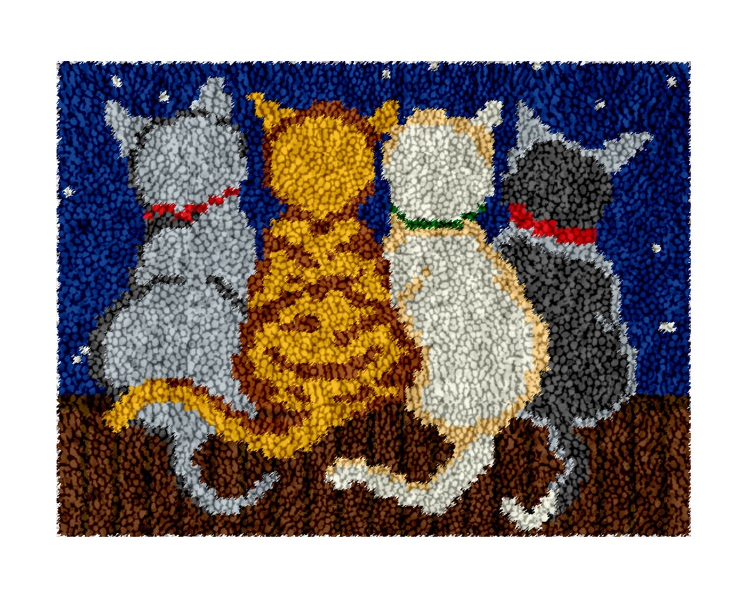 Cats Latch Hook Kits Rug Making Kits for Adults Kids,diy Handmade Rug ...