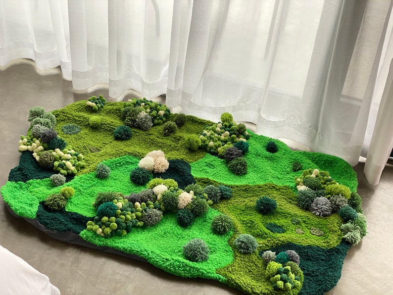 Custom Green Moss Rughandmade Latch Hook Rugcustom Rugsart - Etsy