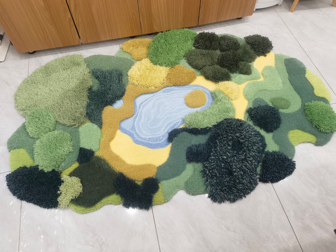 Custom 3D Tufted Area Rugs handmade Wool Rugforest Grass - Etsy