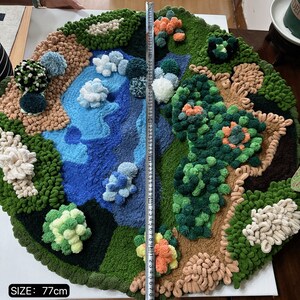 Hand Hooked Moss With Lake Rugs/carpets Round Soft Rug Moss Abstract ...