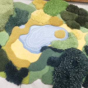 3D Tufted Area Rugs ,handmade Wool Rug,forest Grass Turfted Art Rugs ...
