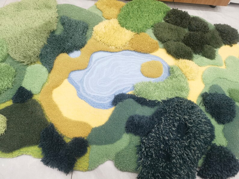 3D Tufted Area Rugs handmade Wool Rugforest Grass Turfted - Etsy