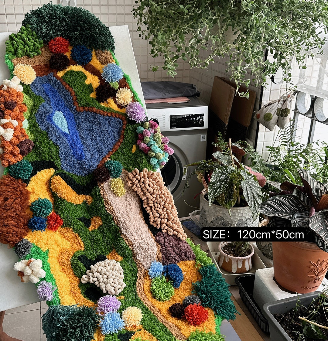 Hand Hooked Moss With Lake Rugs/carpets Art Rugs Soft Rug Moss Abstract ...