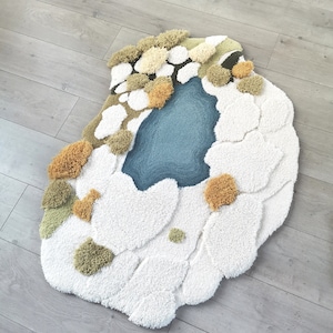 White Moss With Blue River Rugs,wool Rug Beside Rugs Carpet Custom Rugs ...