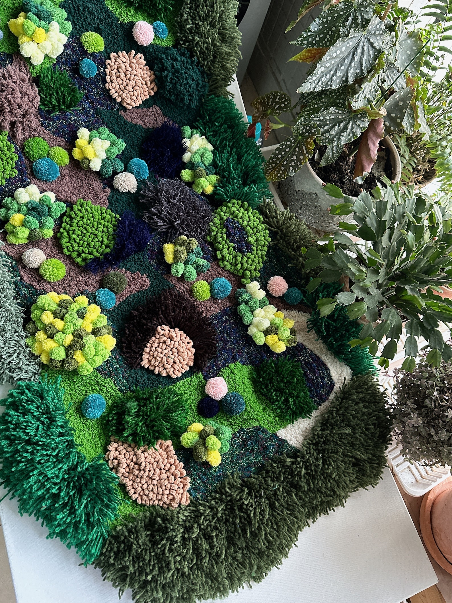 Hand Hooked Green Moss Rug: Abstract Meadow Carpet, Custom Rug - Etsy