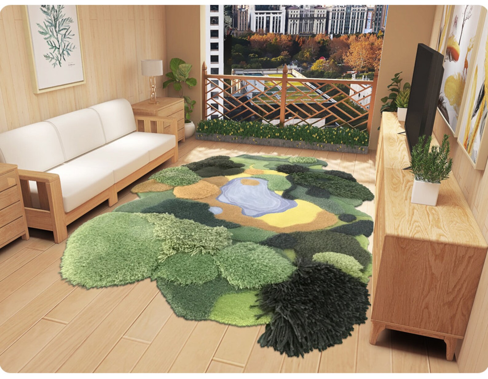 Custom 3D Tufted Area Rugs handmade Wool Rugforest Grass - Etsy