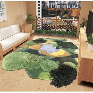 Custom 3D Tufted Area Rugs handmade Wool Rugforest Grass - Etsy