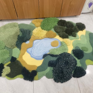 3D Tufted Area Rugs handmade Wool Rugforest Grass Turfted - Etsy