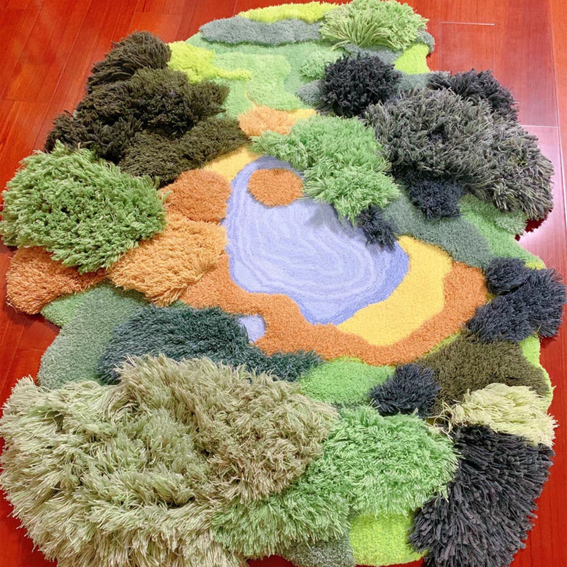 Custom 3D Tufted Area Rugs handmade Wool Rugforest Grass - Etsy