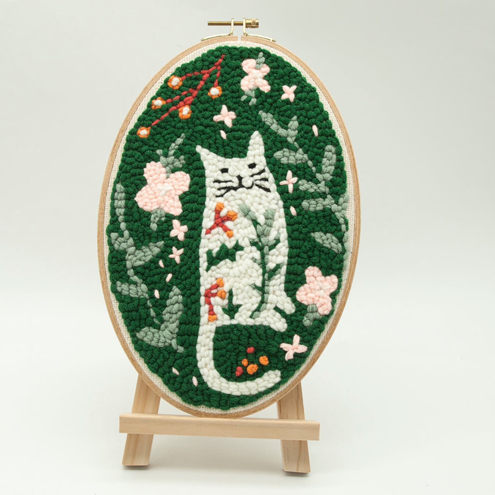 Forest Cat Punch Needle Kit for Beginner,diy Punch Embroidery Full Kit ...