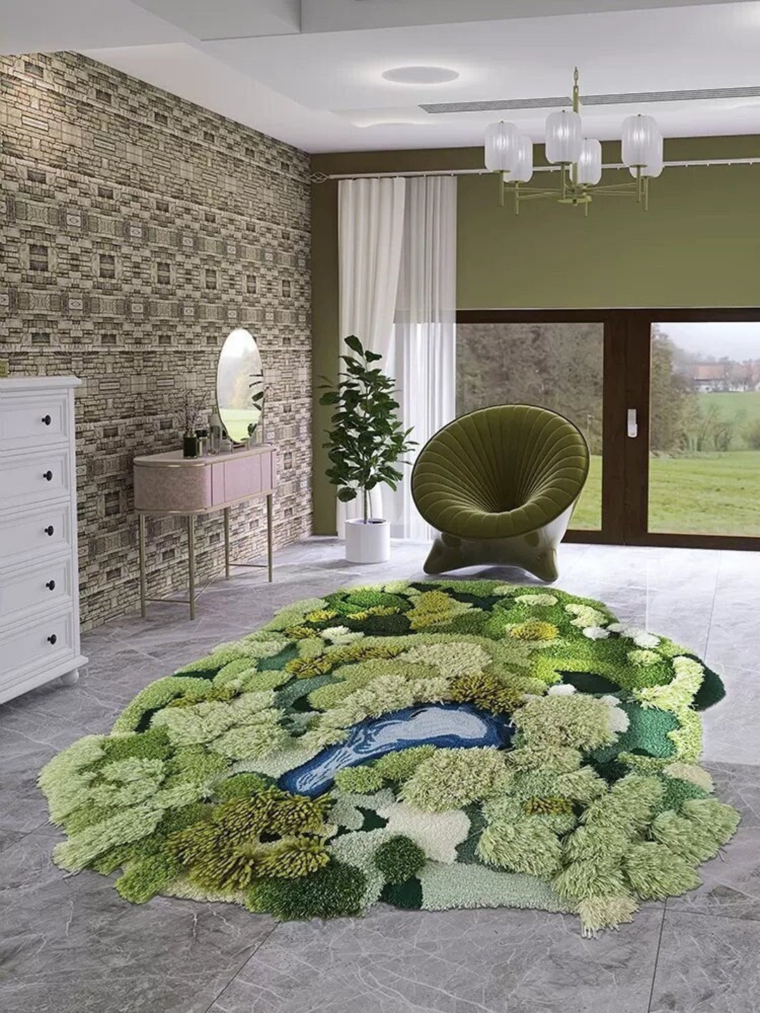 Moss and Lake Rugs .handmade Turfted Rugs Carpets for Living Room ...