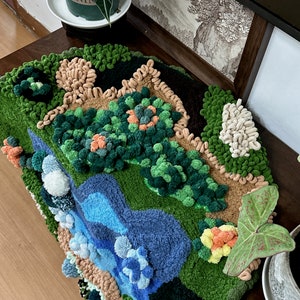 Hand Hooked Moss With Lake Rugs/carpets Round Soft Rug Moss Abstract ...