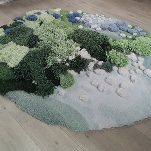 Monet Garden Turfted Rug, Area Rug,hand Turfted Wool Rugs,moss Rug ...
