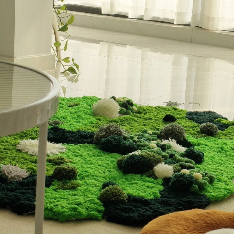 Custom Green Moss Rughandmade Latch Hook Rugcustomized - Etsy