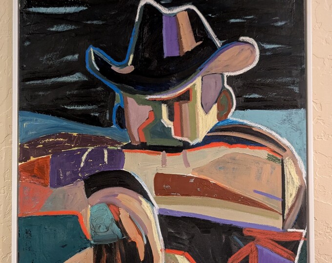 Framed Cowboy Art, Original Oil Painting Western Art, Sheriff, Pop Art ...