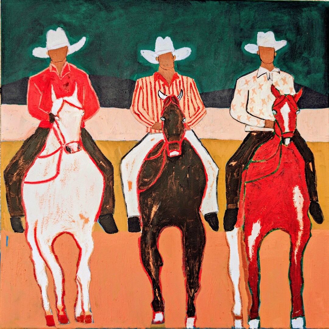 Cowboy Riders Canvas Print, Abstract Western Art, Equestrian Gift - Etsy