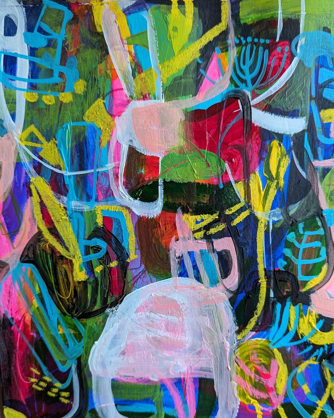 Abstract Painting Original Art, Eclectic Artwork, Colorful Wall Decor, Vibrant Handmade Art ...