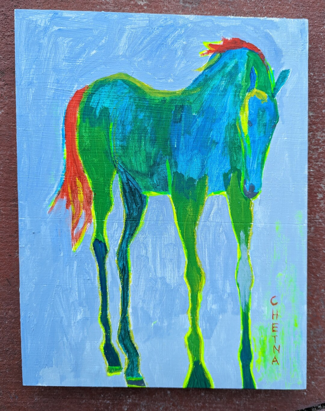 Original Horse Portrait, Abstract Painting, Colorful, Vibrant, Equine ...