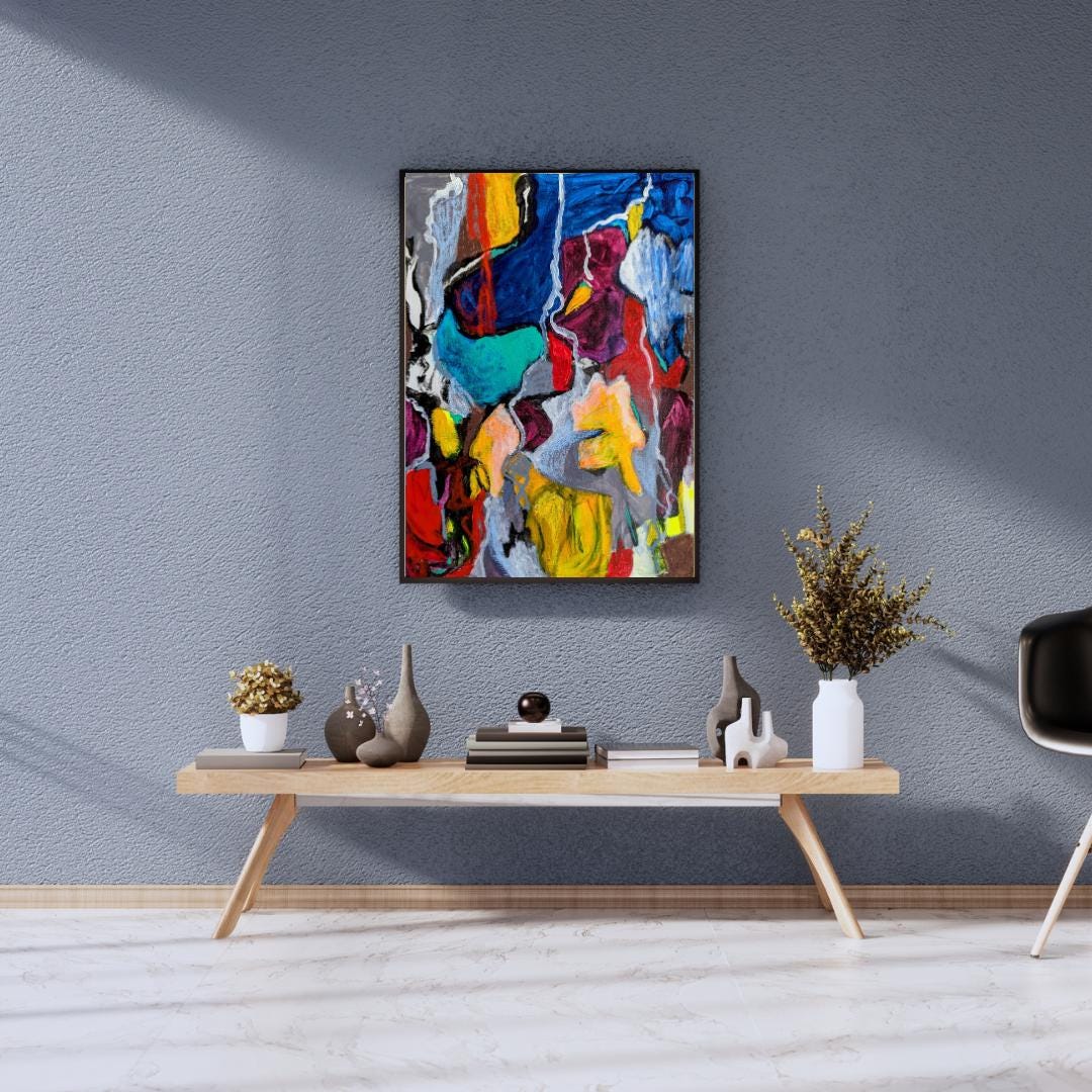 Colorful Abstract Painting, Modern Wall Art, Interior Decor - Etsy