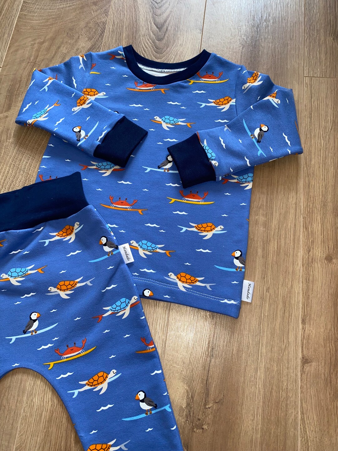 French Terry Turtles and Puffins Surfing on Ocean Unisex Tracksuit - Etsy