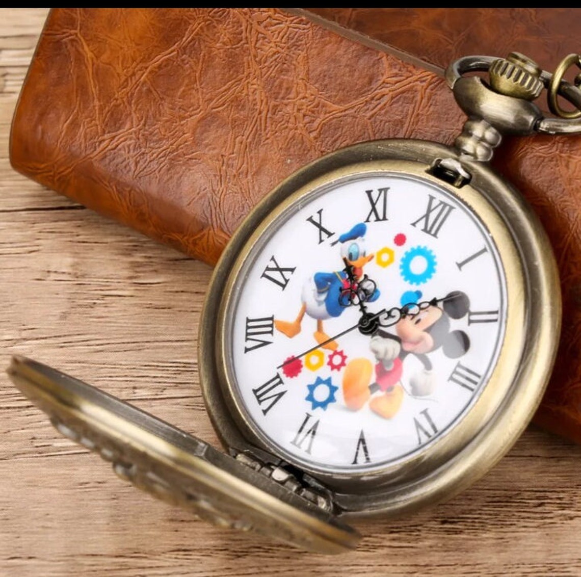 Mickey Mouse Pocket Watch Vintage Style Bronze Mickey/donald Duck Dial ...
