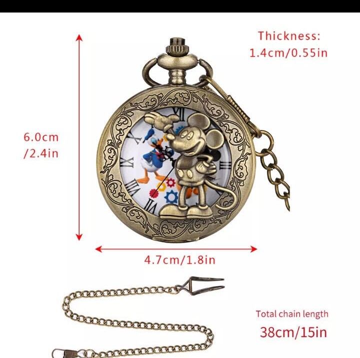 Mickey Mouse Pocket Watch Vintage Style Bronze Mickey/donald - Etsy UK