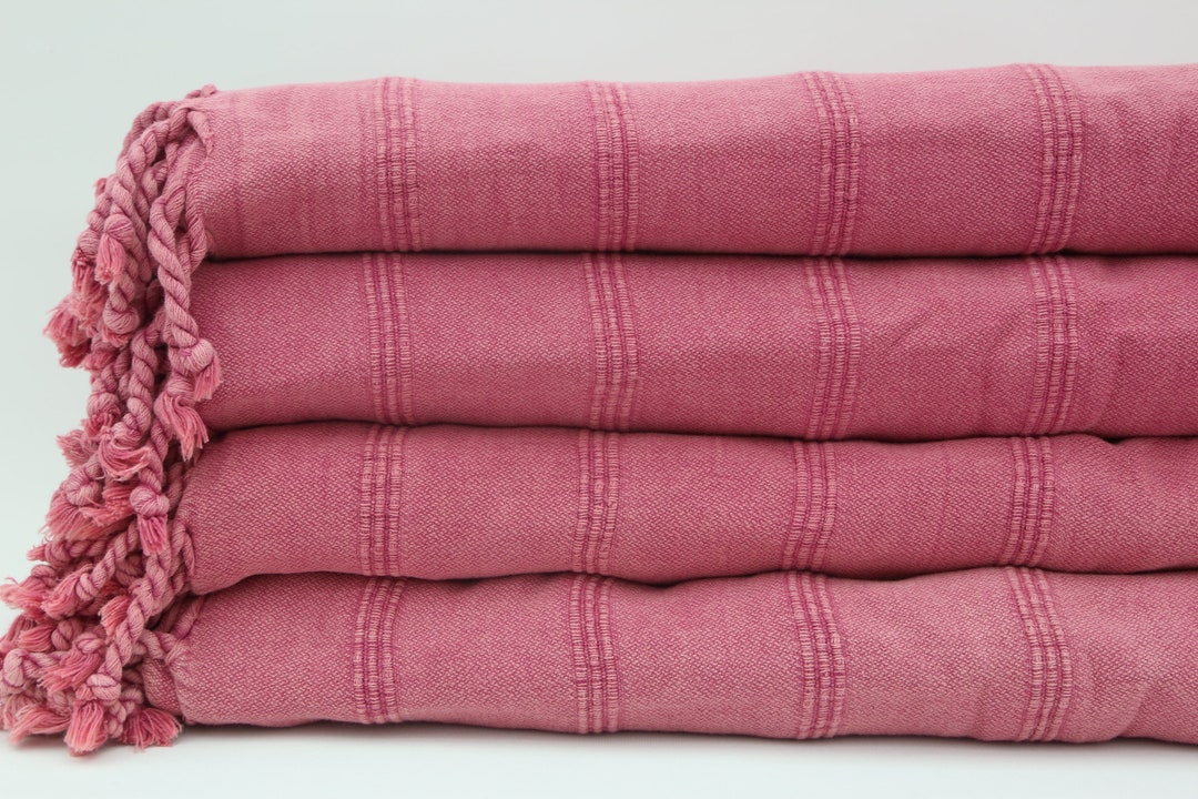 Turkish Bedspread,stone Washed Blanket,turkish Blanket,71"x87",fuchsia ...