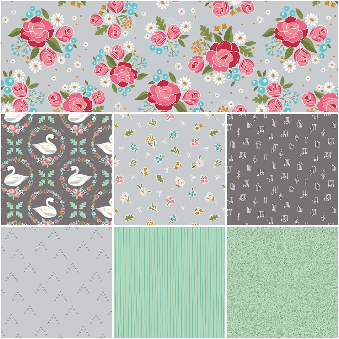 Riley Blake Swan Serenade 7 Pc FQ Bundle Silver - Etsy