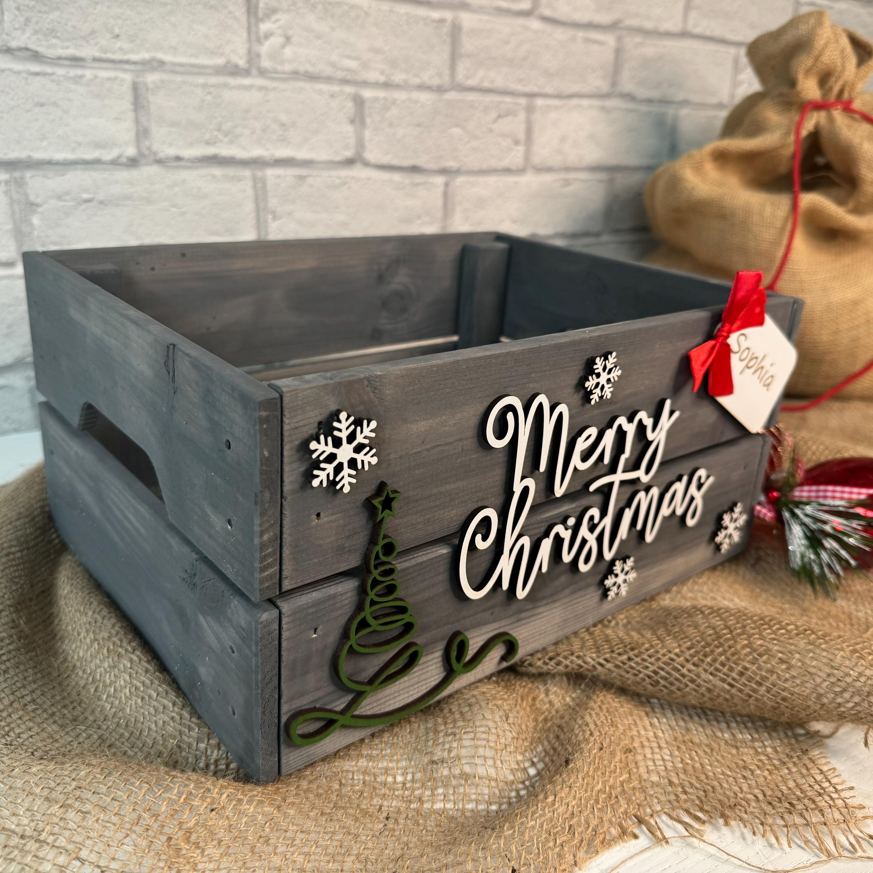 Personalised Christmas Box, Christmas Hamper Crate, Christmas Box ...