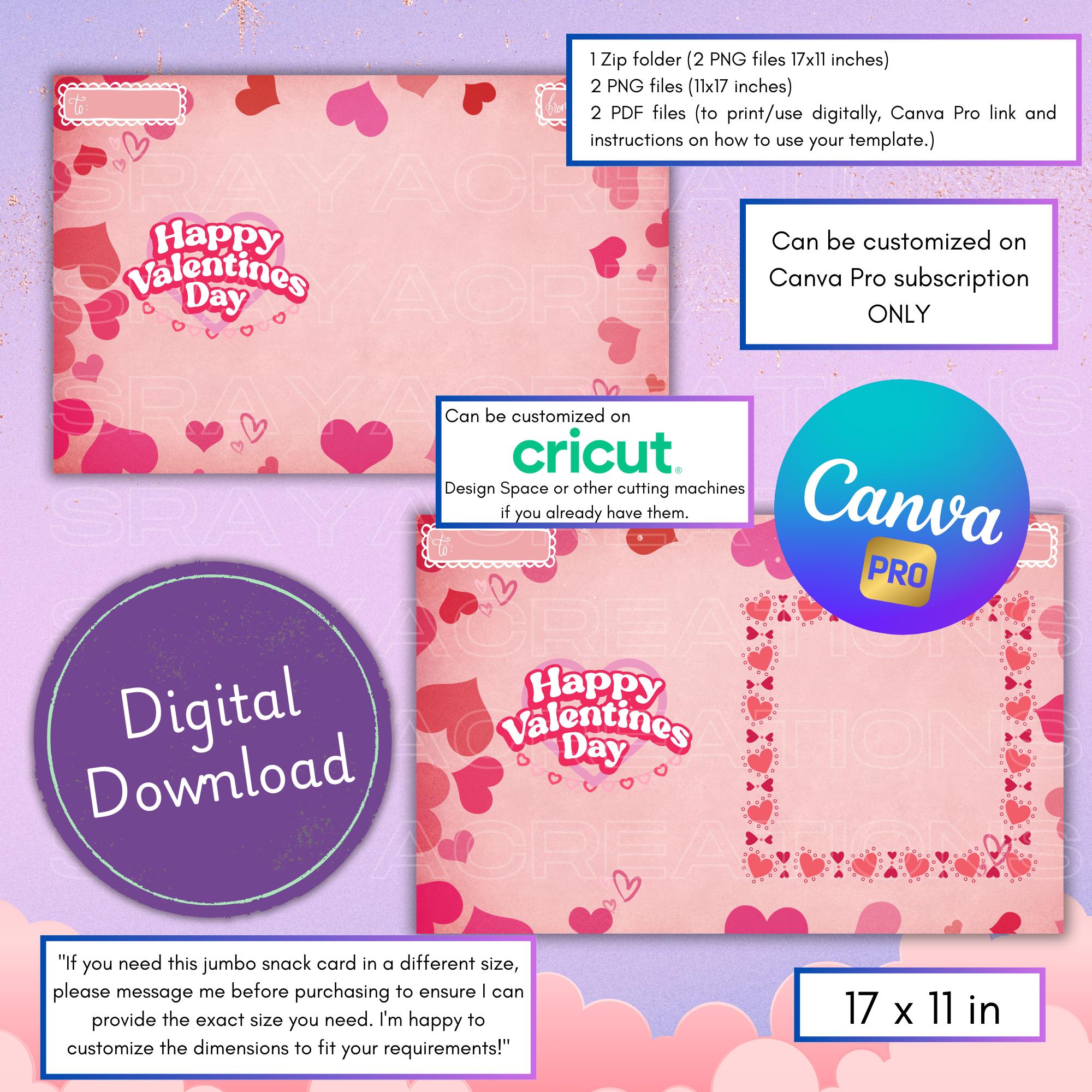 Jumbo Valentine’s Day Snack Card Template - 11x17in and 17x11in ...