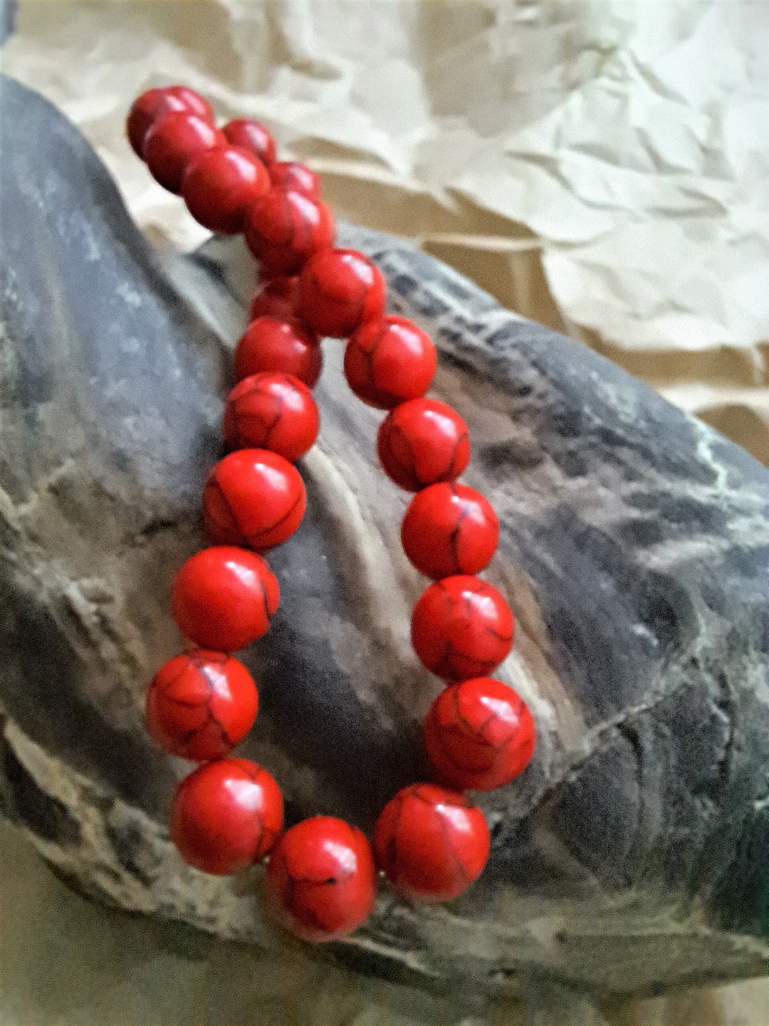 Red Turquoise Gemstone Healing Stone Bracelet - Etsy