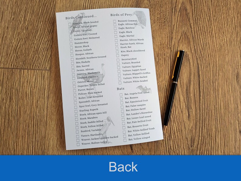 Printable Serengeti Wildlife Safari Checklist: Animals Birds | Etsy