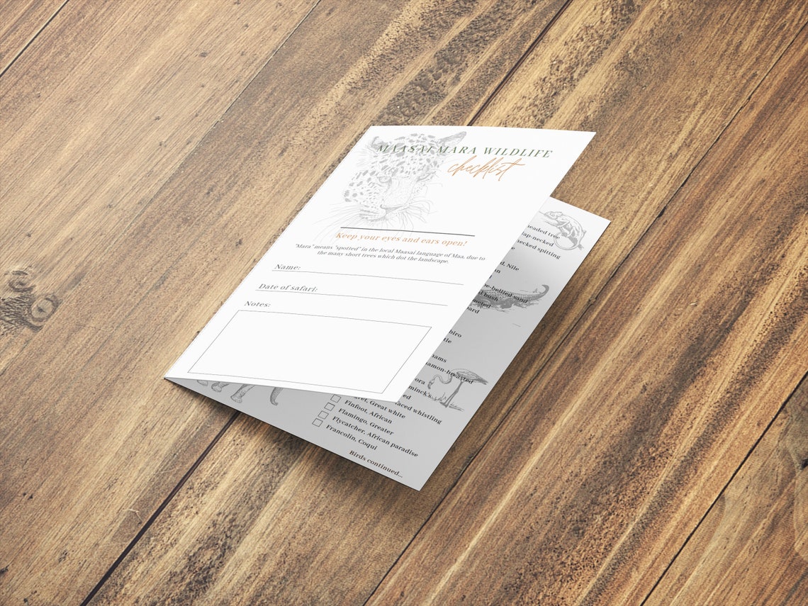 Printable Masai Mara Wildlife Safari Checklist - Animals, Birds ...