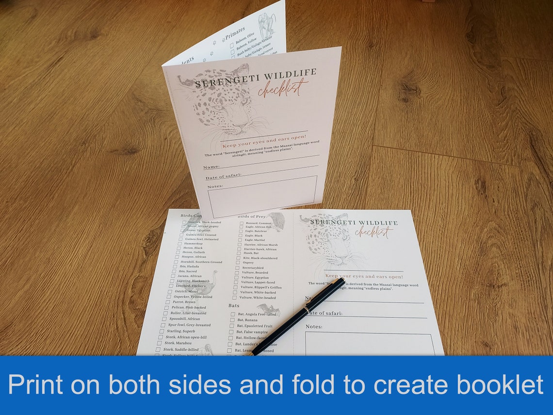 Printable Serengeti Wildlife Safari Checklist: Animals Birds | Etsy