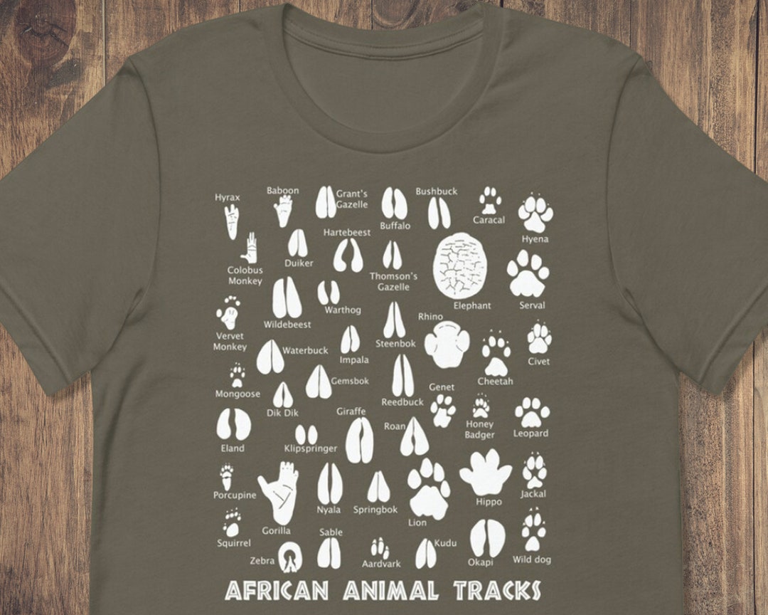 African Animal Tracks - Identify Footprints T-shirt | Safari Wildlife ...