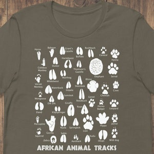 African Animal Tracks - Identify Footprints T-shirt | Safari Wildlife ...
