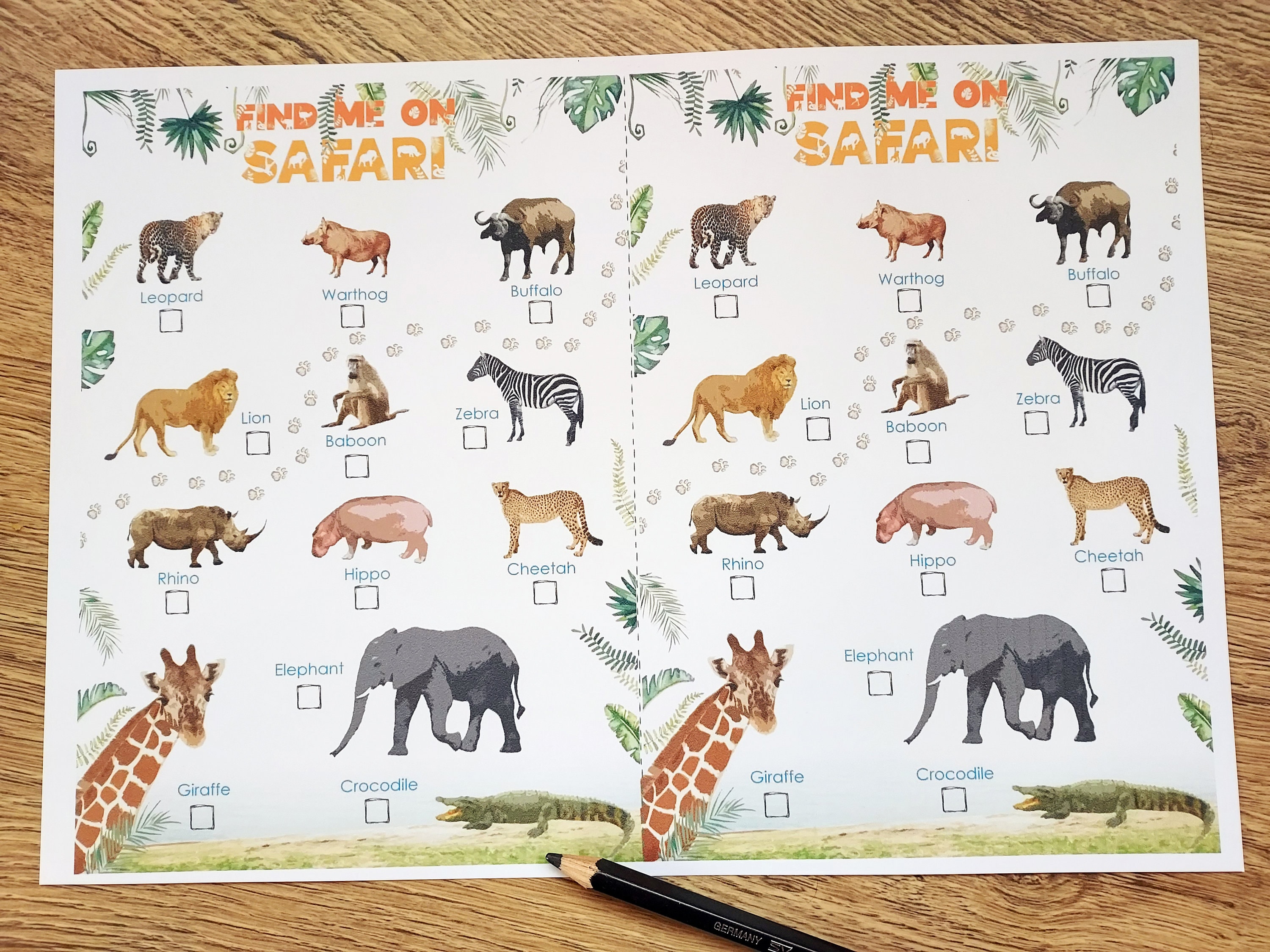 Printable Safari Wildlife Checklist | Zoo Scavenger Hunt for Kids ...