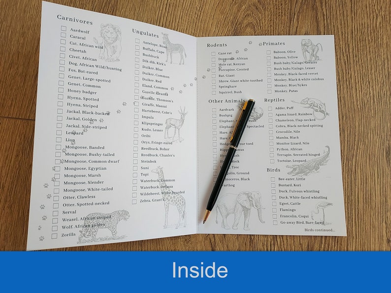 Printable Serengeti Wildlife Safari Checklist: Animals Birds | Etsy