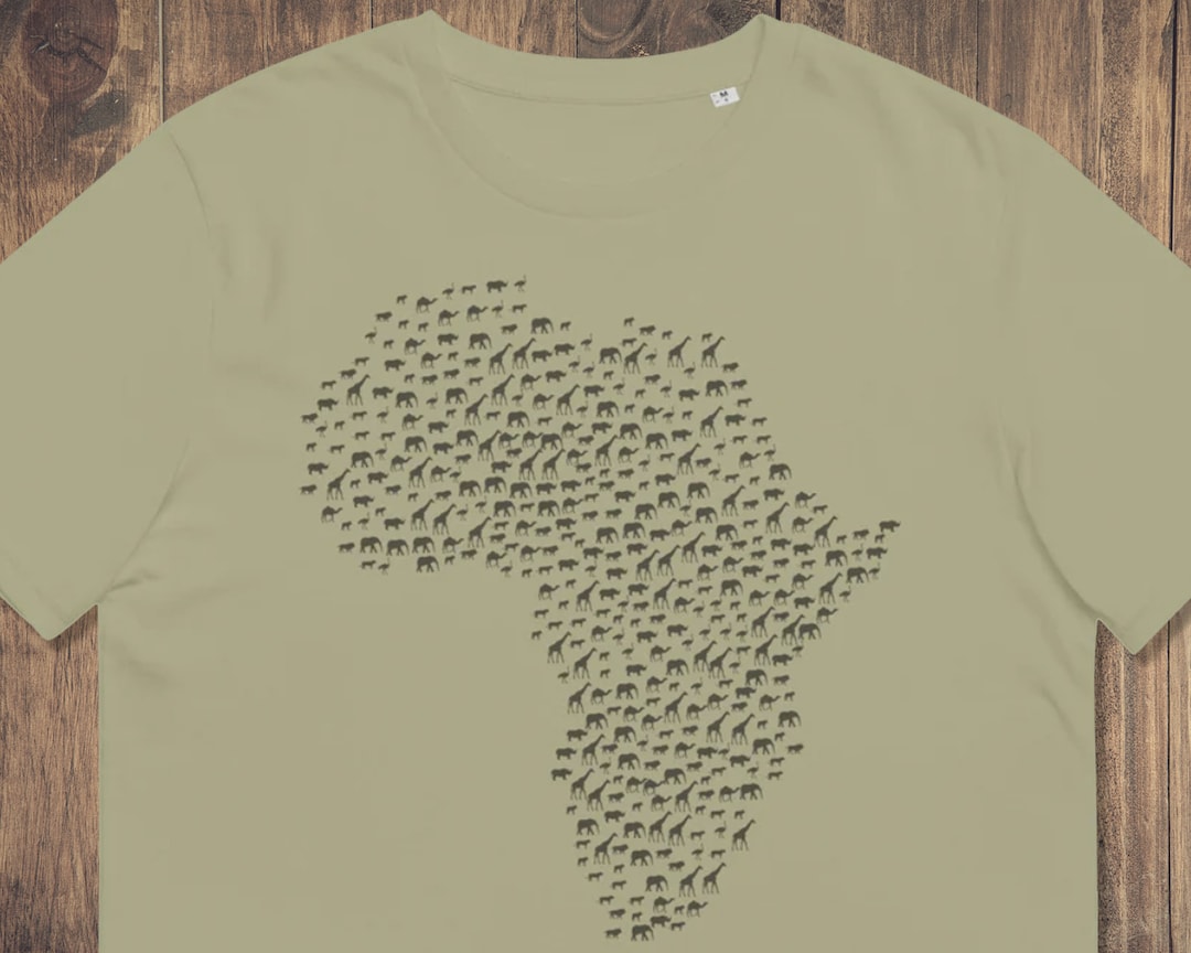 Organic Cotton African Wildlife Map T-shirt | Unisex Safari Tee - Etsy