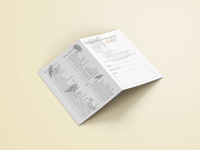 Printable Serengeti Wildlife Safari Checklist: Animals, Birds ...