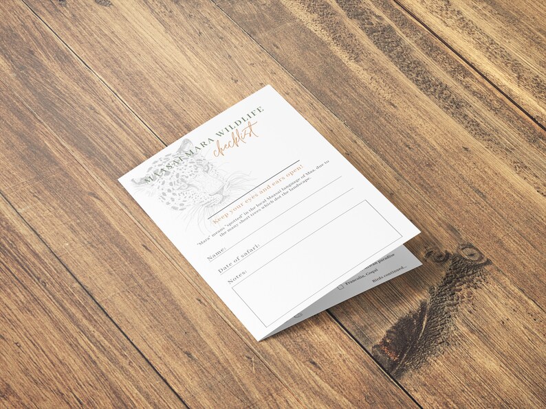 Printable Masai Mara Wildlife Safari Checklist - Animals, Birds ...
