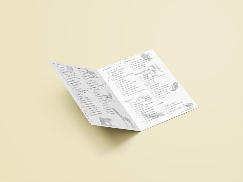 Printable Kruger Wildlife Safari Checklist - Animals, Birds & Reptiles ...
