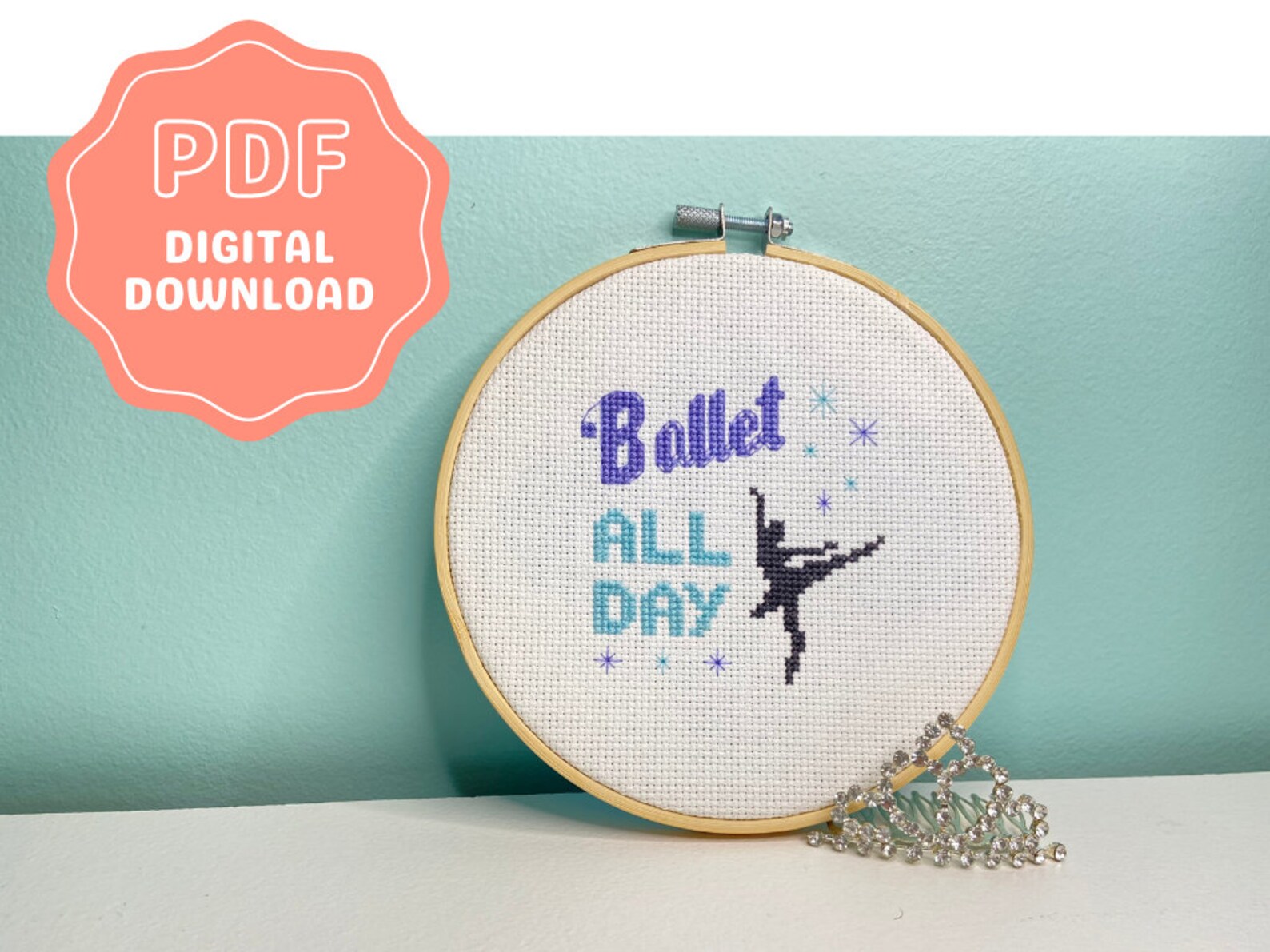 Ballet Cross Stitch Pattern - PDF Digital Download - Ballet All Day - Etsy