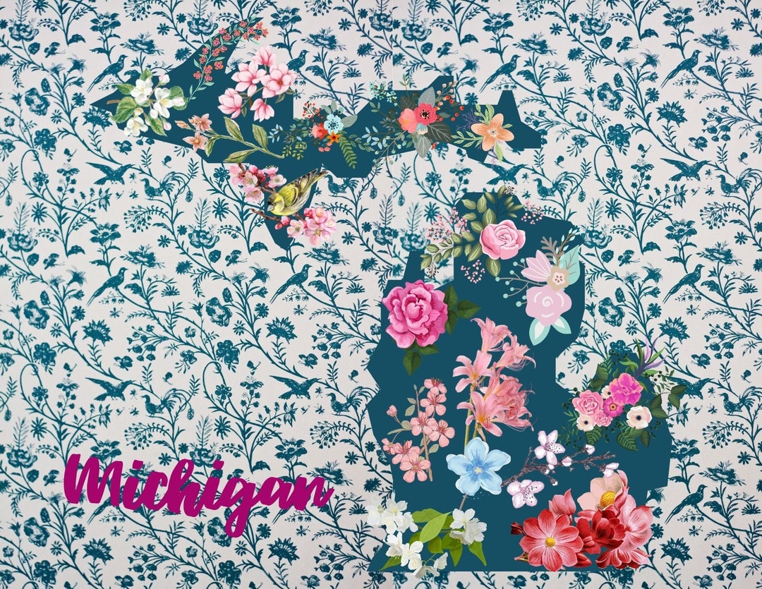 Pretty Michigan Postcard, Greetings From Michigan Card, Flower Postcard ...