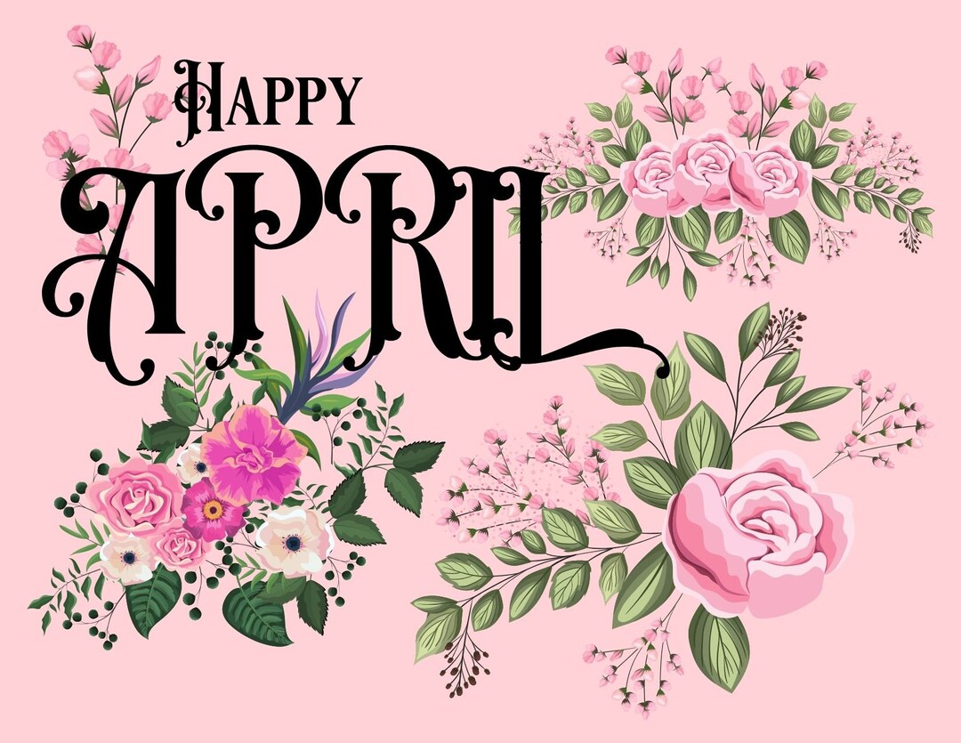 Happy April Postcard, Flower and Spring Themed Card, Collectible Months ...