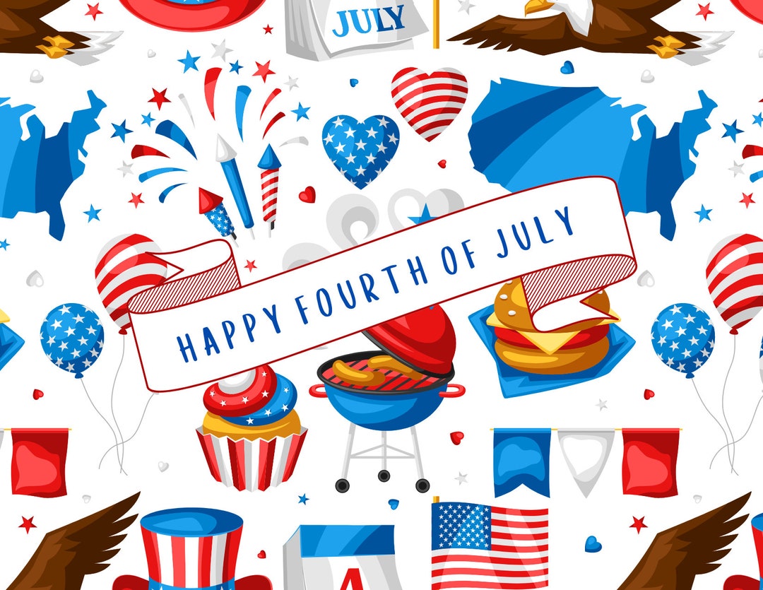 Happy Fourth of July Postcard, Independence Day Postcard, Festive ...