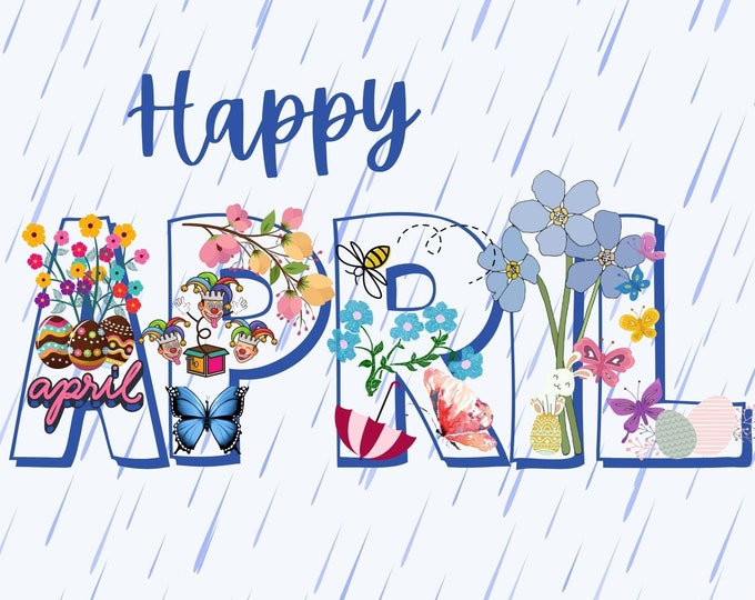 Happy April Postcard - Etsy
