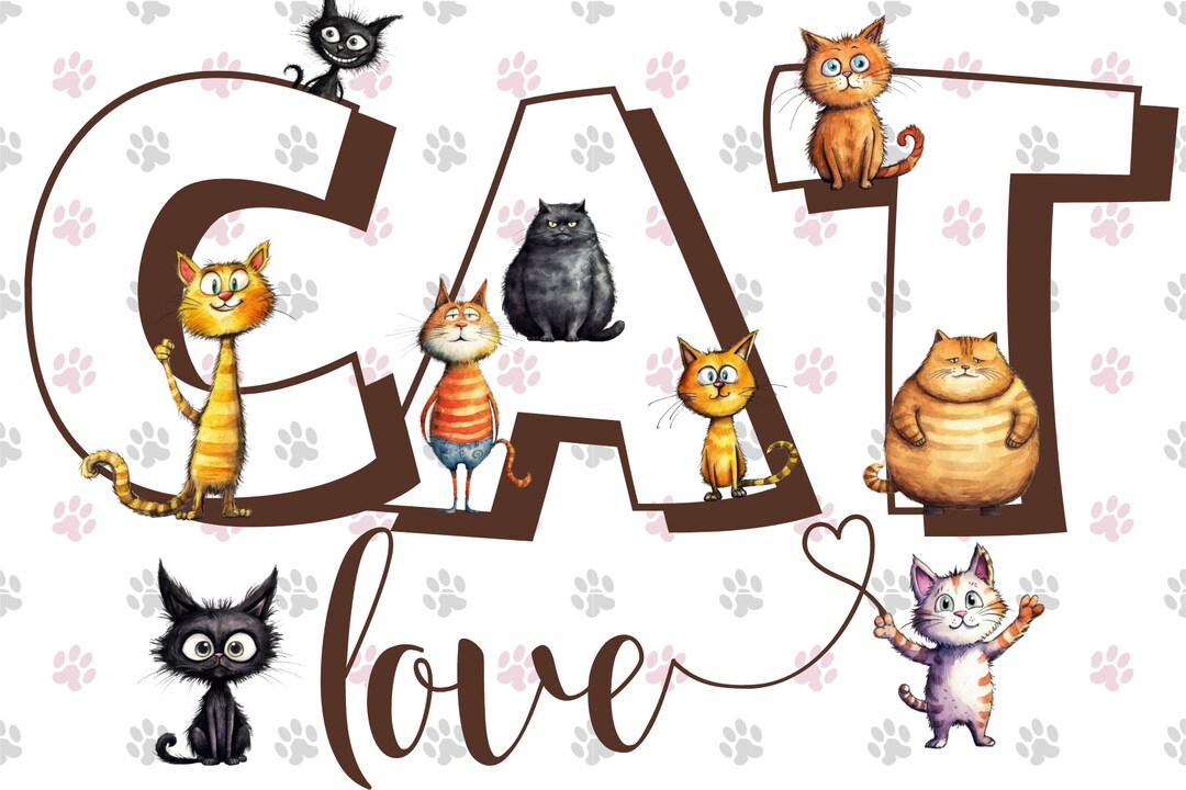 Cat Love Postcard - Etsy