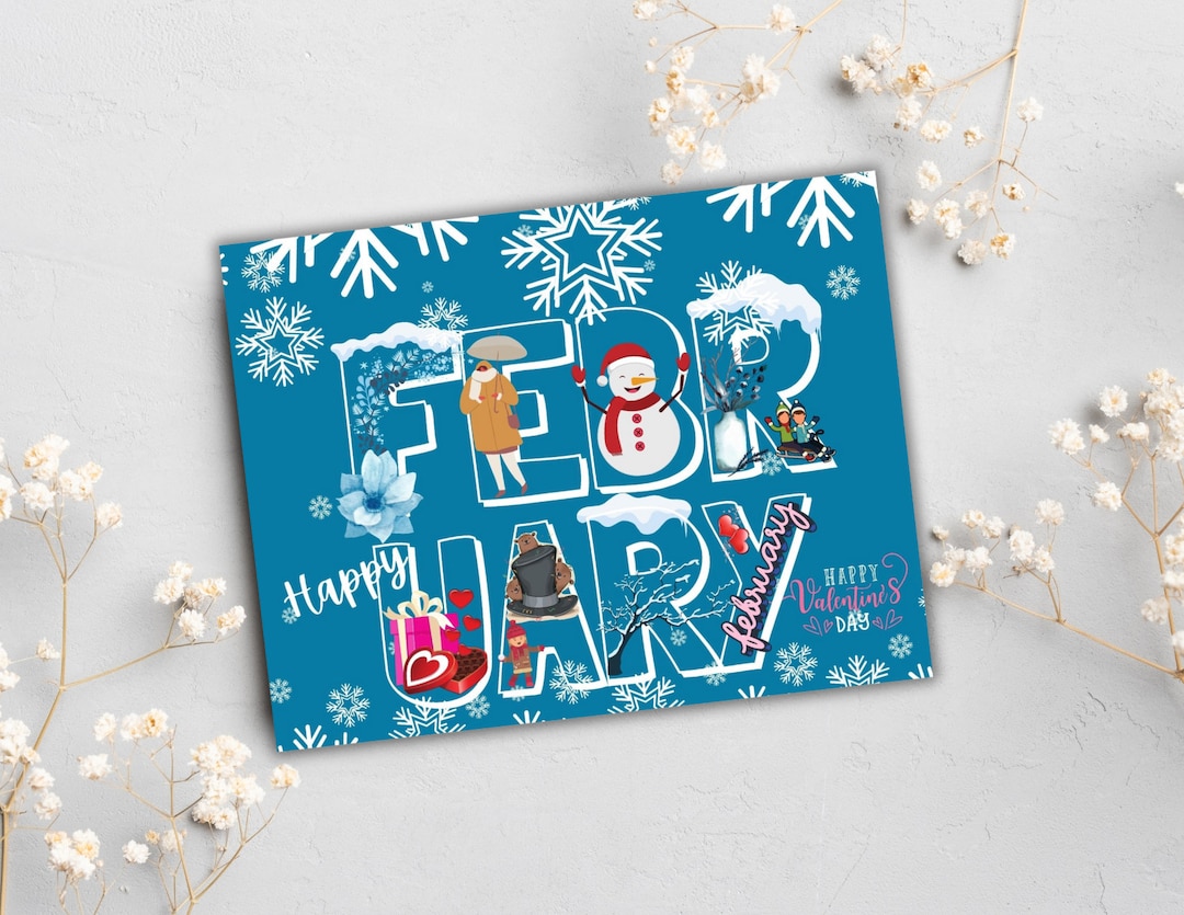 Happy February Postcard - Etsy